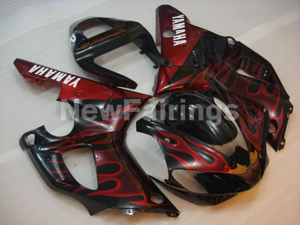 Heartfelt Black and Red Flame YZF-R1 Fairing Kit – NewFairings