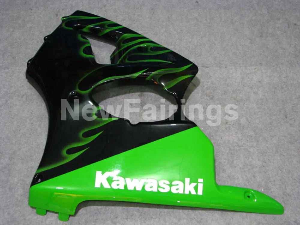 Black and Green Flame Fairing Kit for Ninja ZX 6R 00 02 – NewFairings