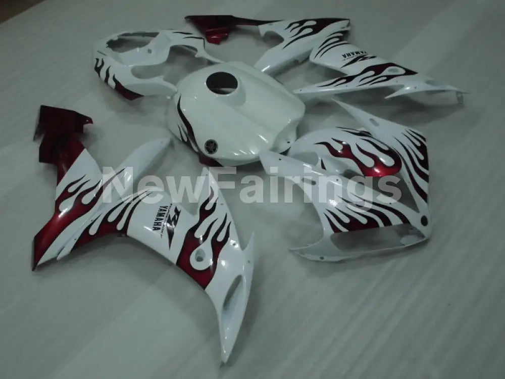 Heartfelt White and Red Flame Fairing Kit for YZF-R1 – NewFairings